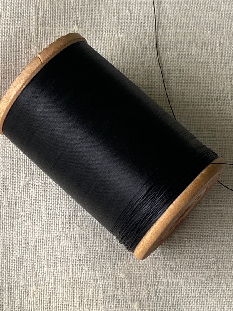 1 Large Wooden Thread Spool With Black Thread From the AMERICAN THREAD ...