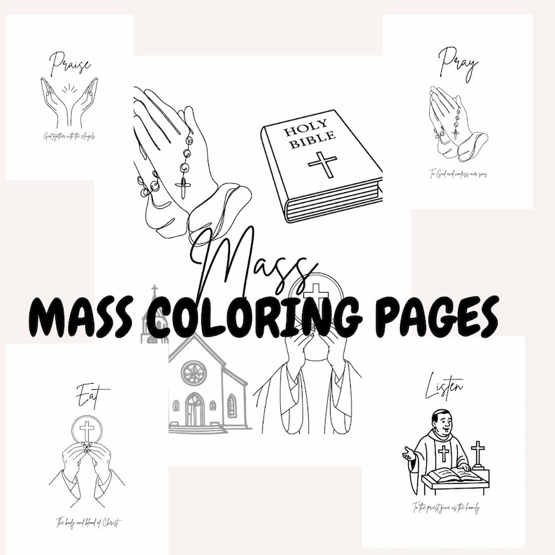 Toddler Mass Survival Kit: Catholic Coloring Pages (digital Download ...
