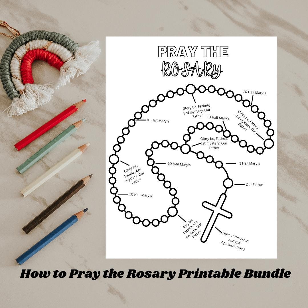 Printable Rosary Guide Walkthrough Rosary Coloring Pages for Kids How ...