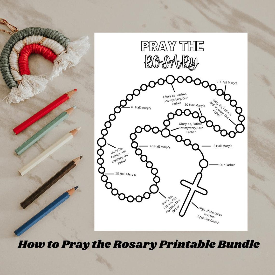 Rosary Coloring Pages for Kids, Prayer Guide (PDF Printable) - Etsy