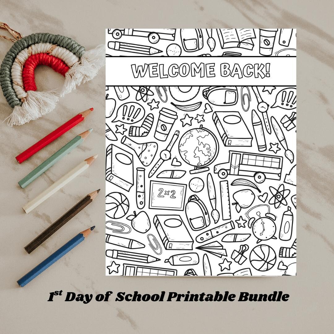 Back to School Printable Bundle: Coloring Page, Tracing (digital ...