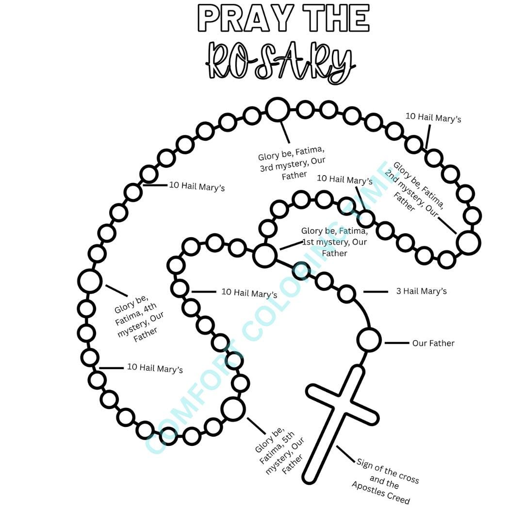 Rosary Coloring Pages for Kids, Prayer Guide (PDF Printable) - Etsy