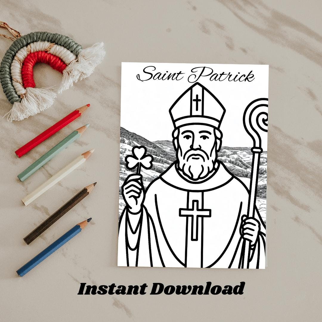 Saint Patrick Coloring Page, Catholic Activity (digital PDF) - Etsy