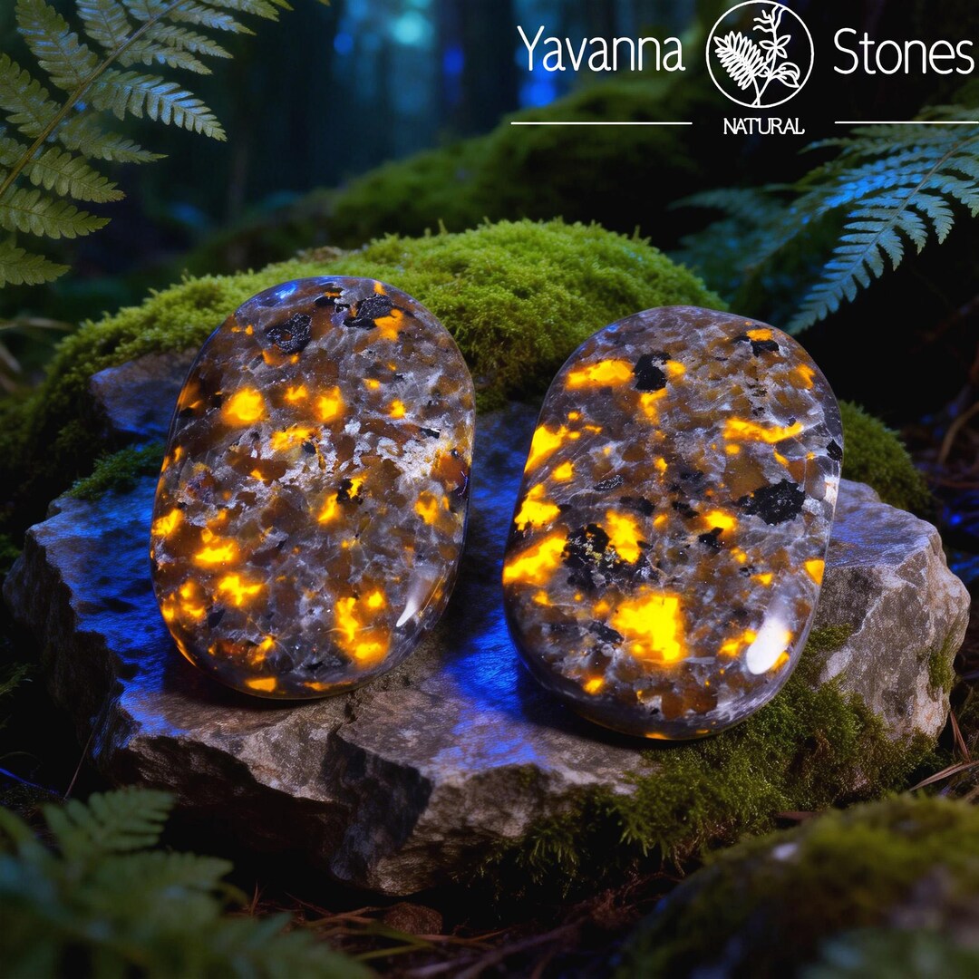 Yooperlite Palm, UV Reactive Flame Stone, Glowing Worry Stone - Etsy