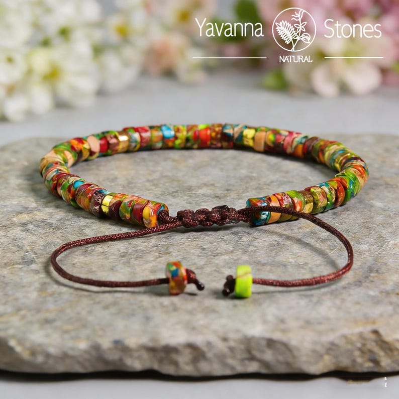 Galaxy Sea Sediment Jasper Bracelet, Tube Bead Imperial Jasper Jewelry ...