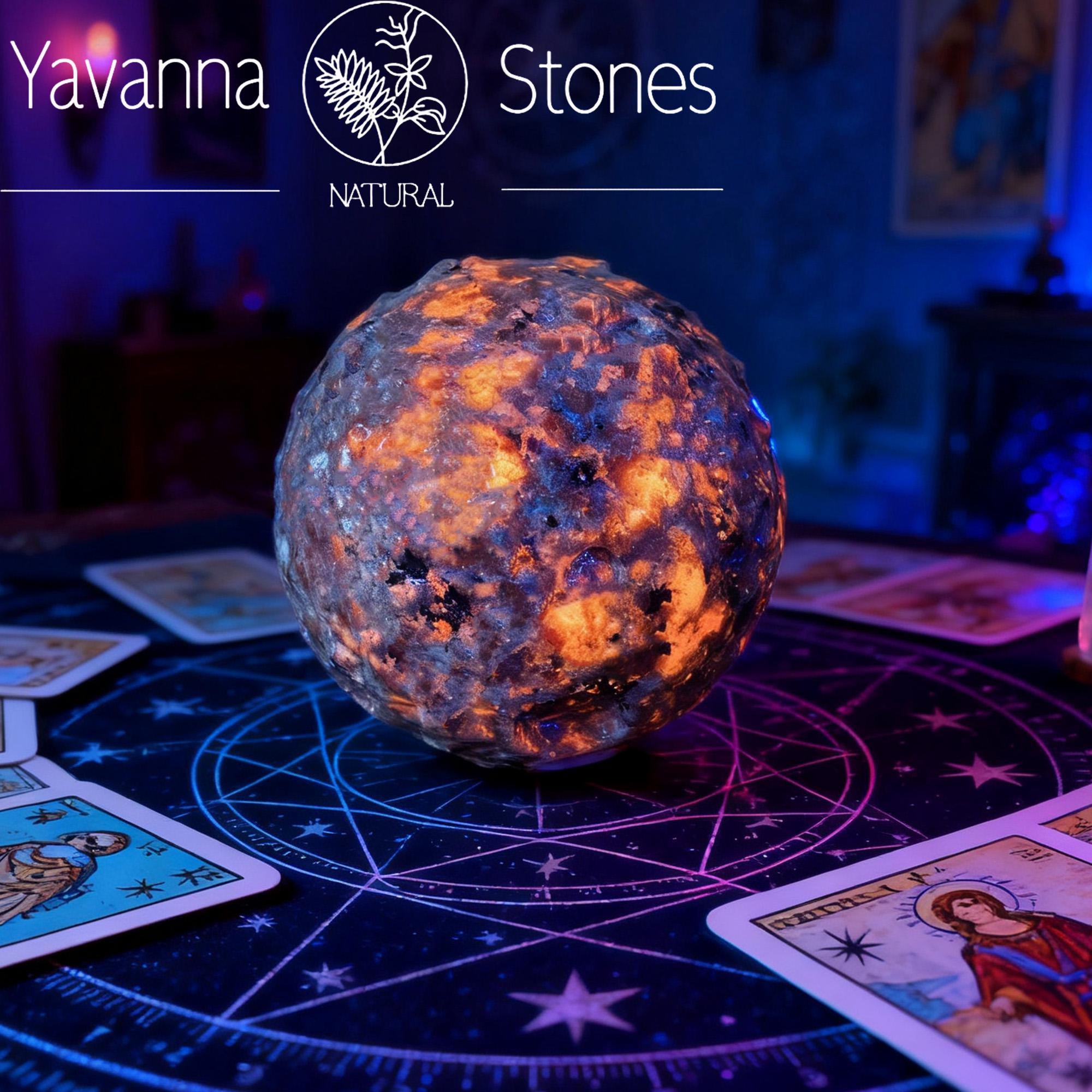 Yooperlite Crystal Moon: UV Reactive Sodalite Fire Rock, Healing Decor ...