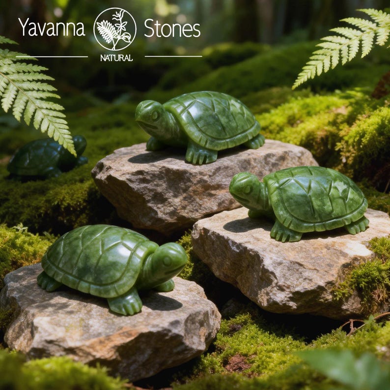 Green Jade Turtle Figurine, Hand-carved Gemstone Animal, Healing ...