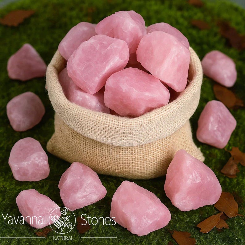 2pcs Raw Rose Quartz Chunks: Natural Pink Crystal, Heart Chakra Stone ...