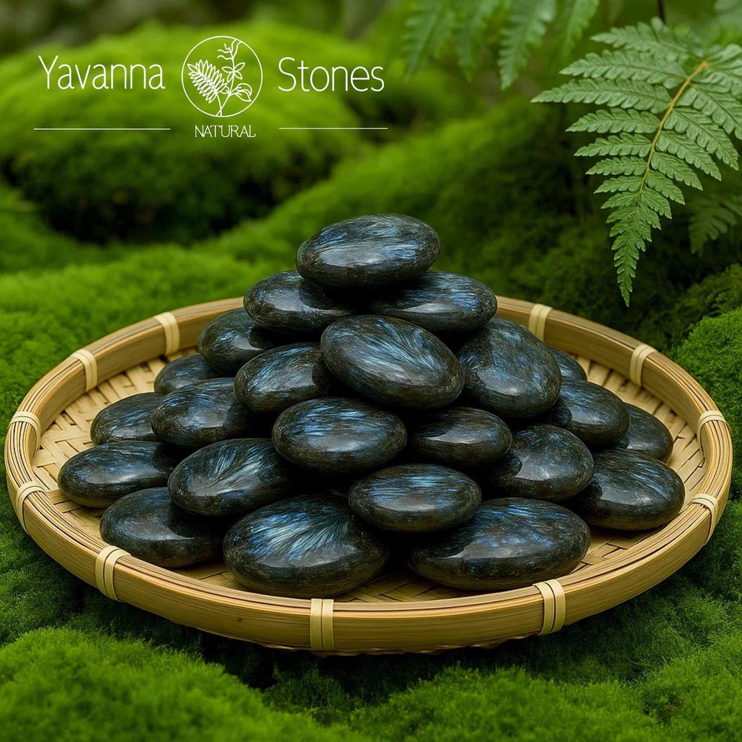 Arfvedsonite Palm Stone, Natural Polished Arfvedsonite Crystal Worry ...