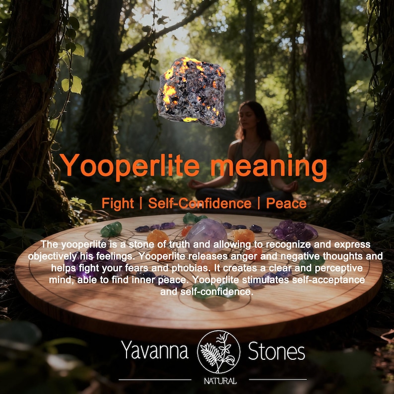 Yooperlite Palm Stone, Natural UV Reactive Flame Tumbled Stone, Glowing ...