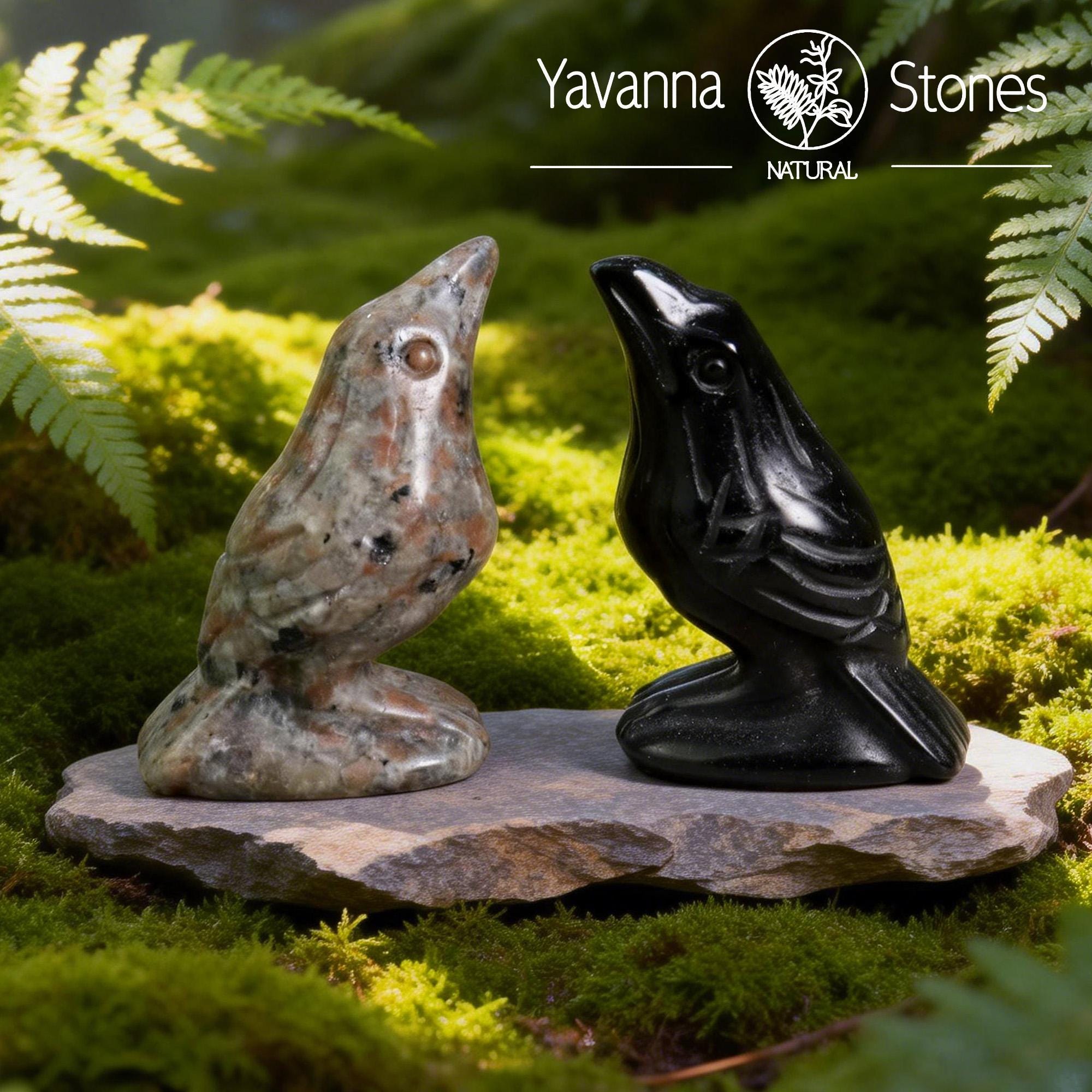 Yooperlite Crow Statue, UV Reactive Fluorescent Sodalite Crystal ...