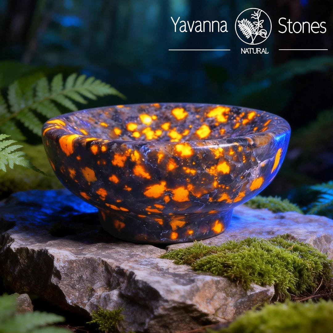 Yooperlite Stone Bowl, UV Reactive Fluorescent Crystal, Home Decor - Etsy
