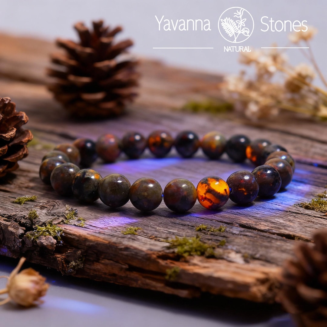Yooperlite Stone Bracelet, UV Reactive Firestone Gemstone, 8mm Healing ...