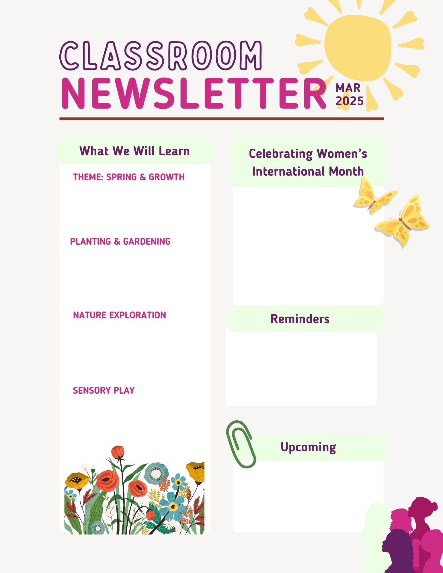 Editable Monthly Daycare Newsletter Template | Canva Printable Parent ...