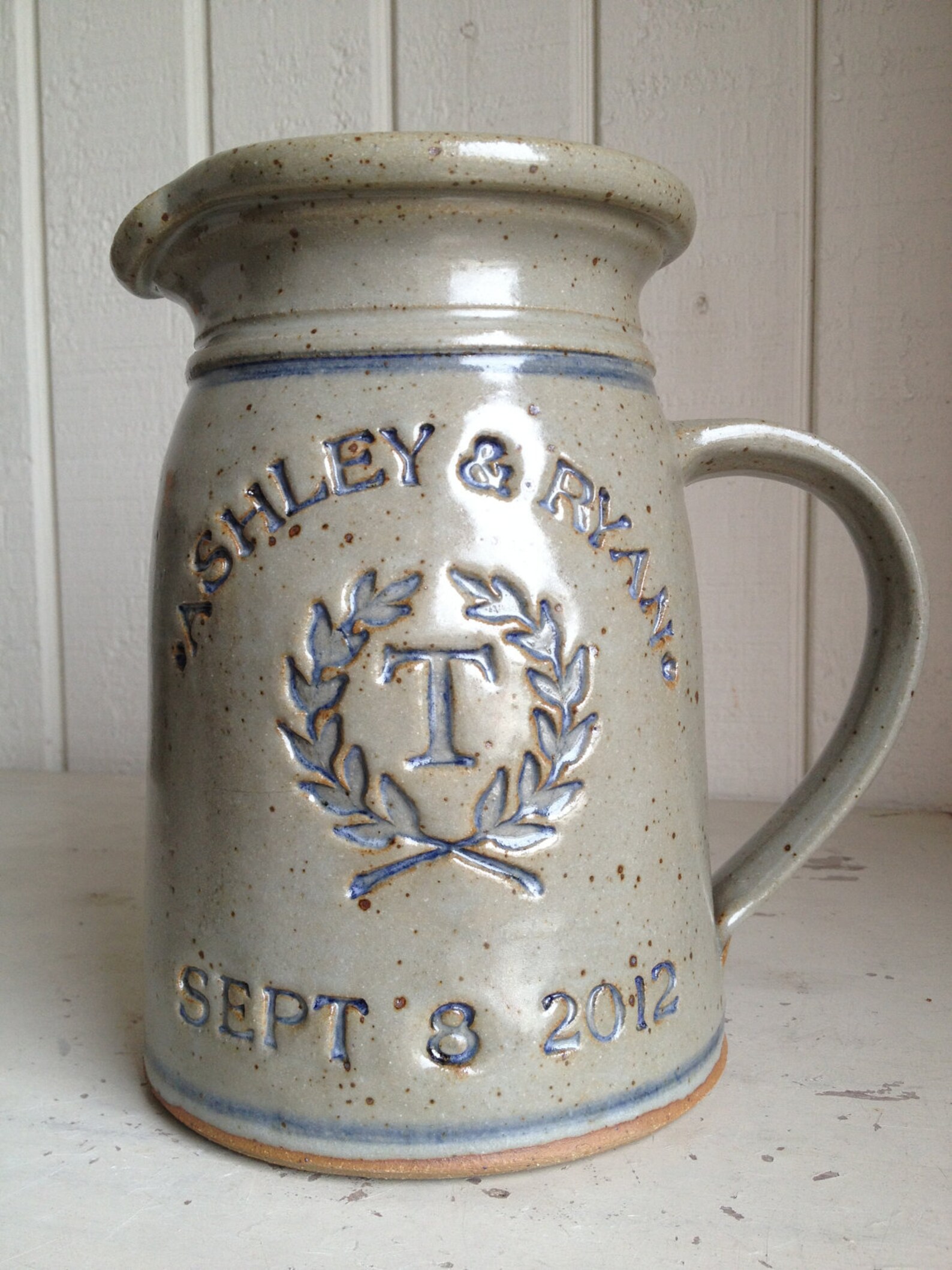 Personalized Stoneware Wedding Pitcher - Etsy