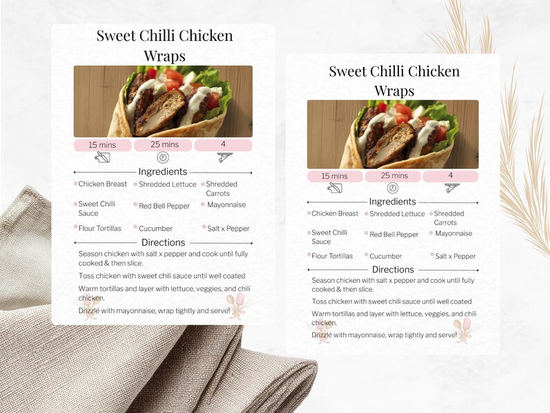 Portrait Recipe Card Template | Minimalist Photo Design (digital ...