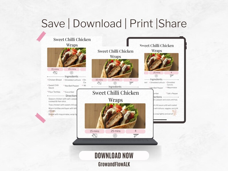 Portrait Recipe Card Template | Minimalist Photo Design (digital ...