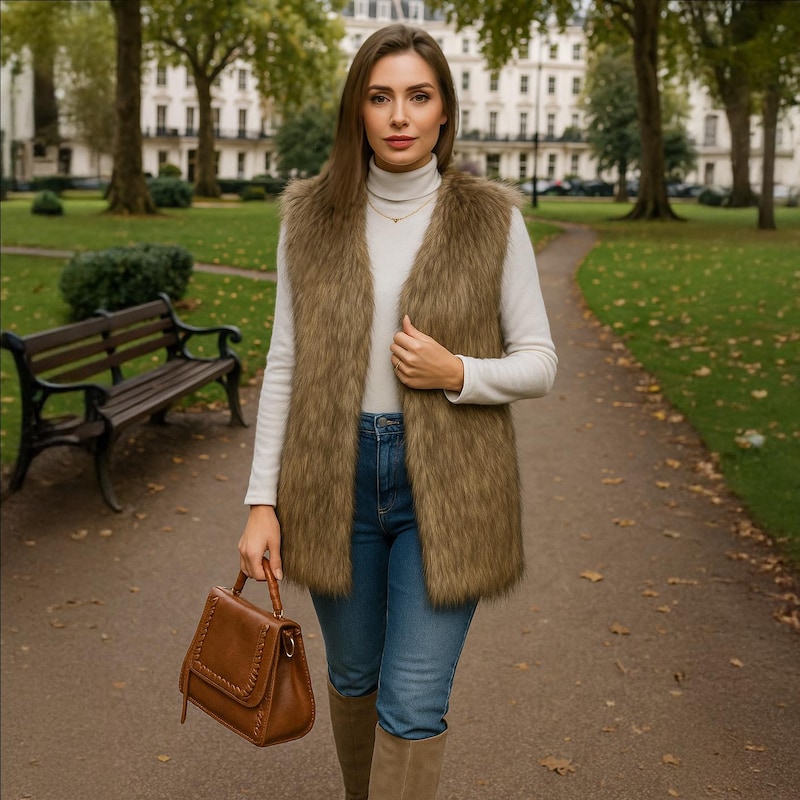 Knitted Fur Vests Women - Etsy UK