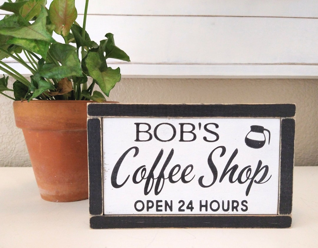 Coffee Shop Mini Sign - Personalized Coffee Bar - Tiered Tray Kitchen ...