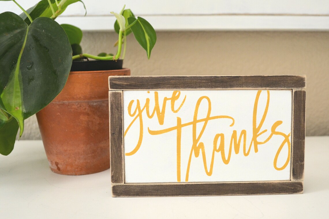 Give Thanks Mini Sign Tiered Tray Framed Sign | Etsy