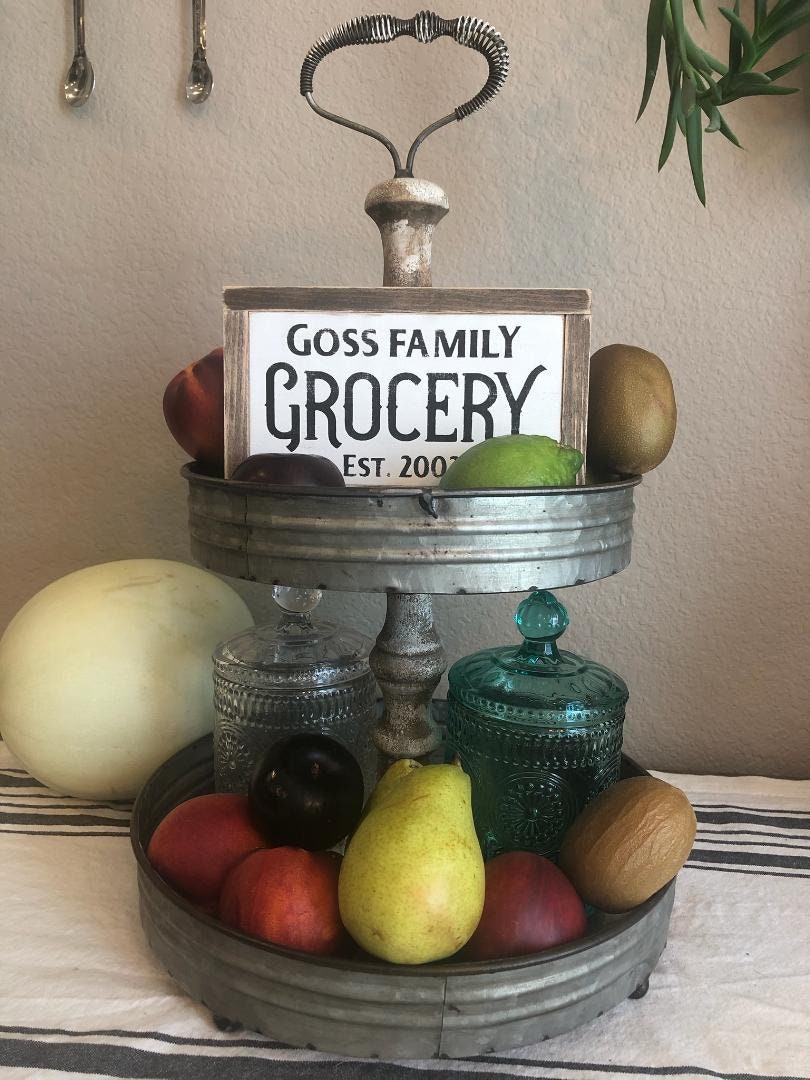 Family Grocery Sign - Mini Kitchen Signs - Tiered Tray Decor - Etsy