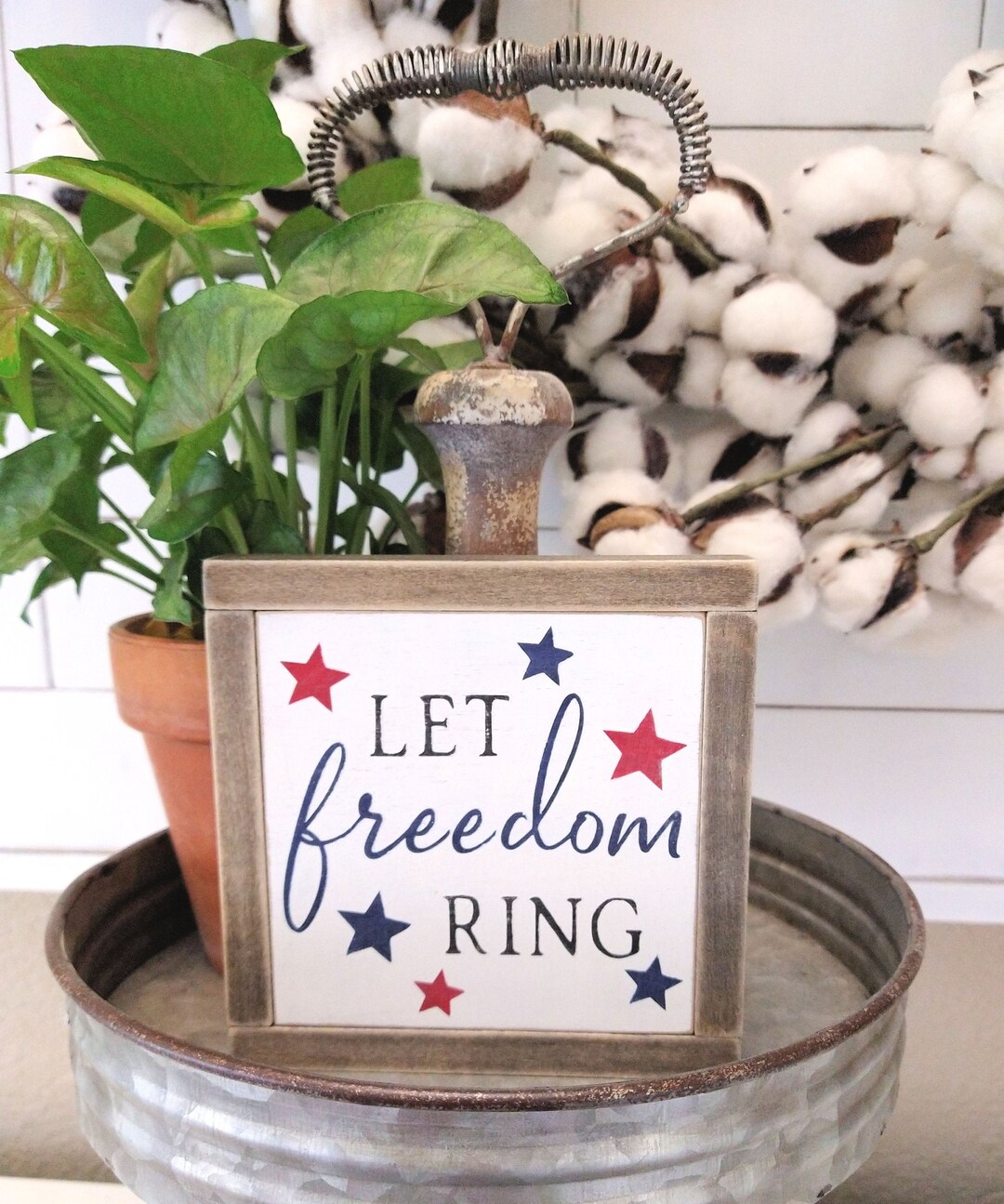Let Freedom Ring Mini Sign- 4th of July Decor - Tiered Tray Farmhouse ...