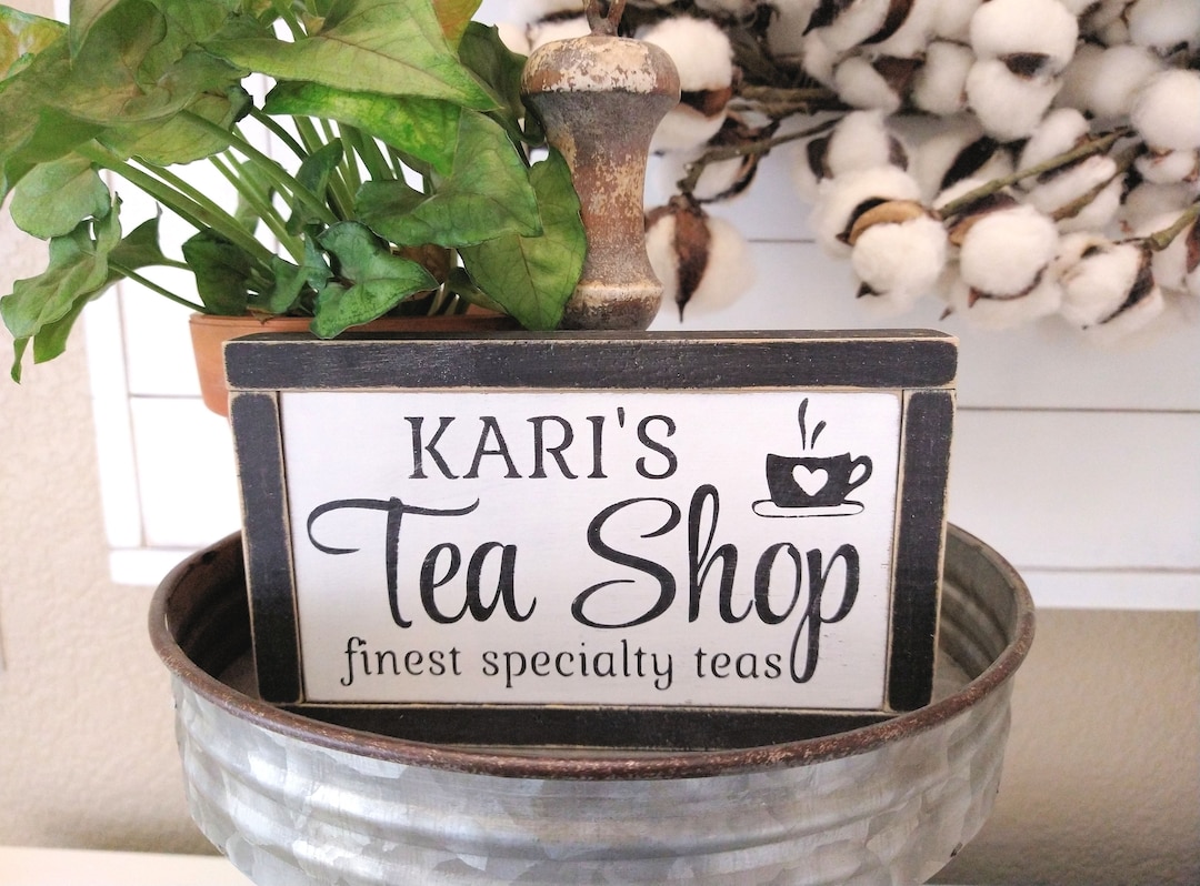 Tea Shop Mini Sign - Personalized Coffee Bar - Tiered Tray Kitchen ...