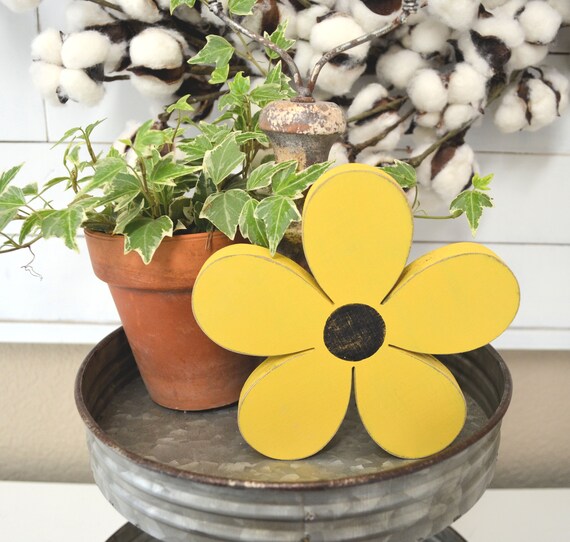 Flower Tiered Tray Decor Distressed Wooden Flower - Etsy