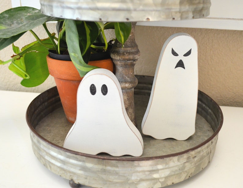 Wooden Ghosts Wood Ghost Tiered Tray Halloween Decor - Etsy