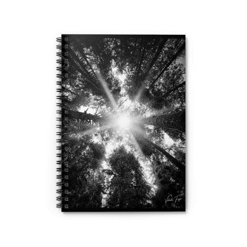 Spiral Notebook - Black and White Tree Sunbeam Journal, Planner, Diary ...