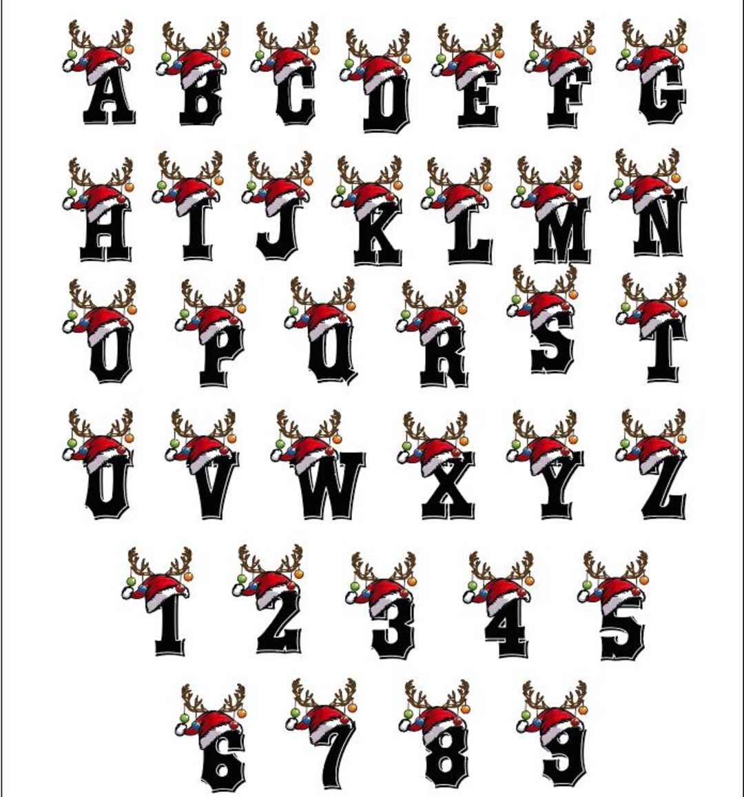Christmas Reindeer Alphabet PNG Clipart: Holiday Lettering (digital ...