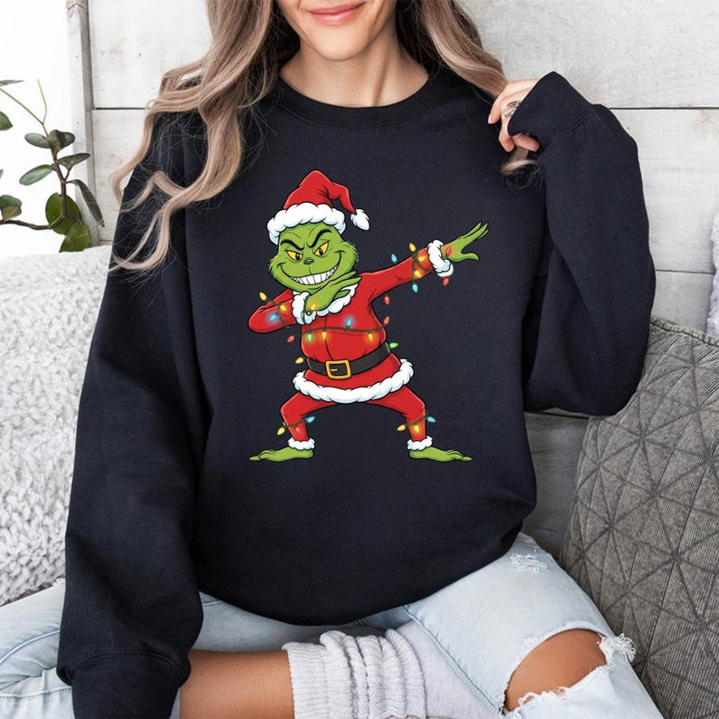 Funny Grinch Dab Christmas PNG: Santa With Lights Clipart, Merry ...
