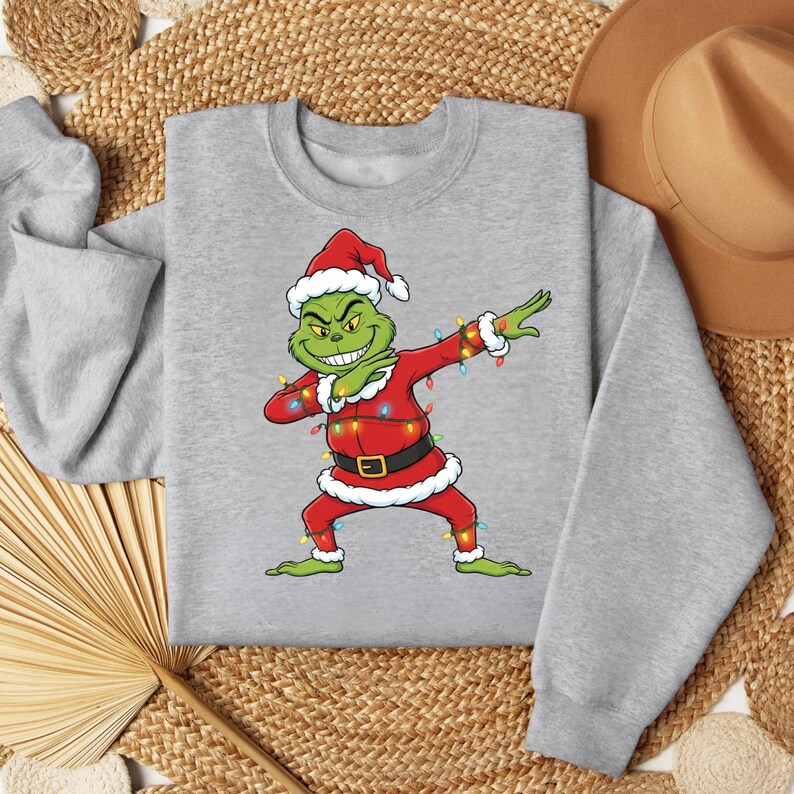 Funny Grinch Dab Christmas PNG: Retro Santa Lights Clipart (digital ...