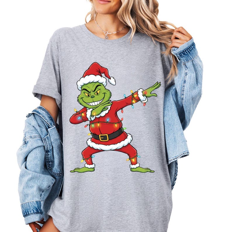 Funny Grinch Dab Christmas PNG: Retro Santa Lights Clipart (digital ...