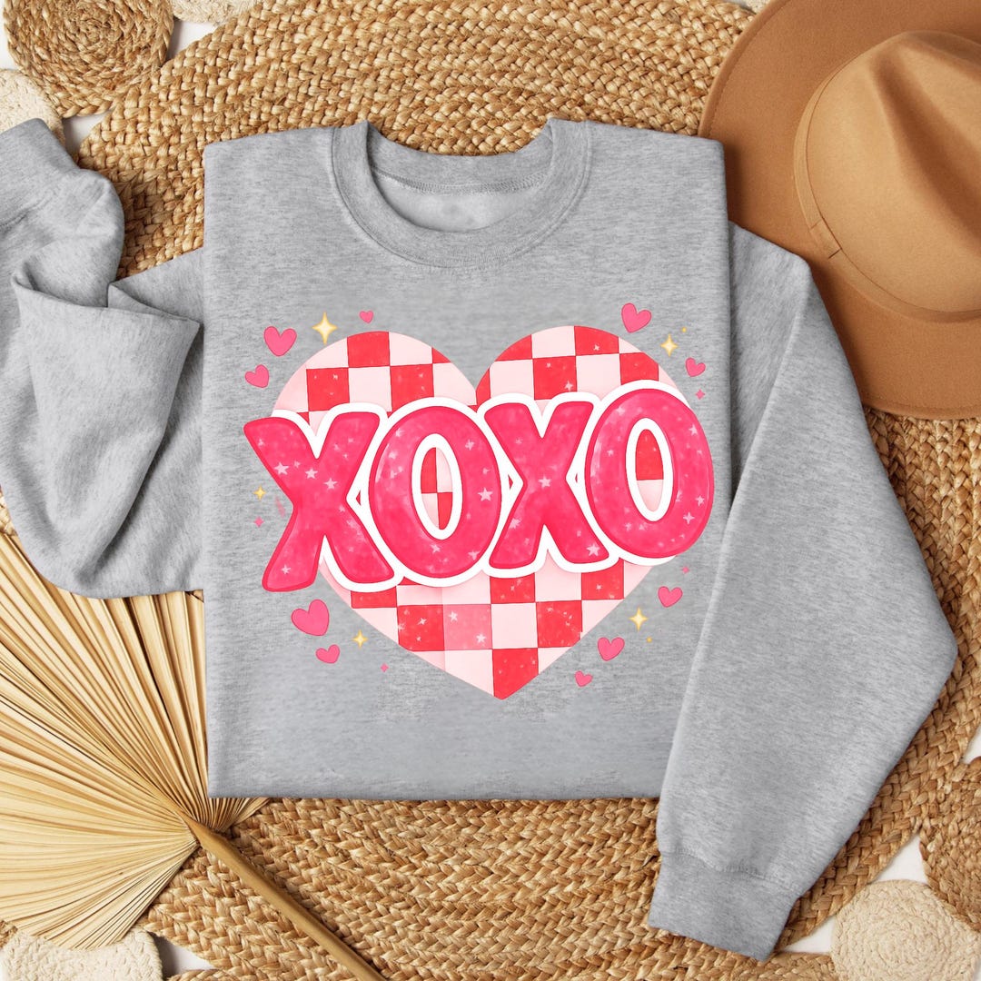 Retro Pink Checkered Heart PNG, XOXO Valentine Design (digital Download ...