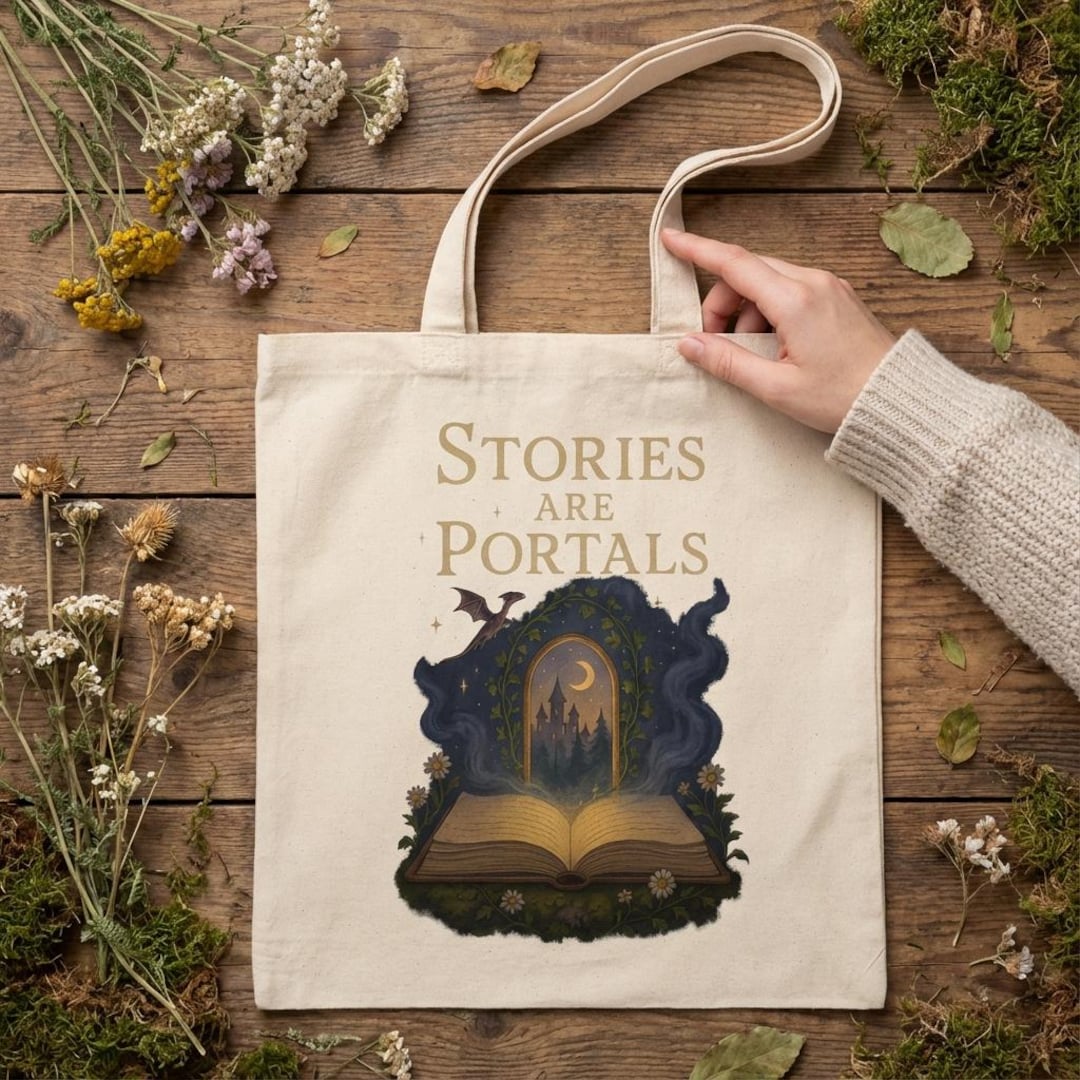 Literary Tote Bag With 'stories Are Portals' Fantasy Design, Book Lover ...