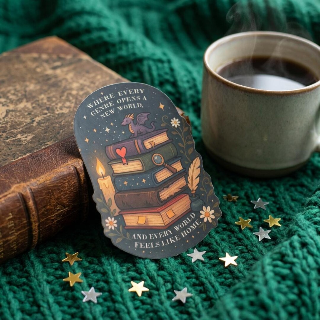 Matte Enchanted Book Stack Sticker | Fantasy Bookish Decal | Magical ...