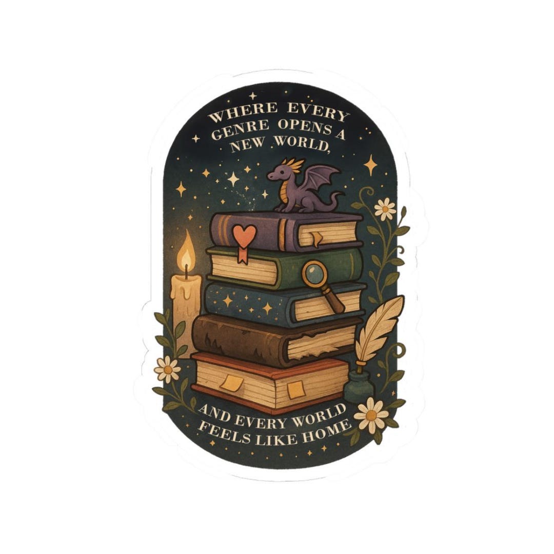 Matte Enchanted Book Stack Sticker | Fantasy Bookish Decal | Magical ...