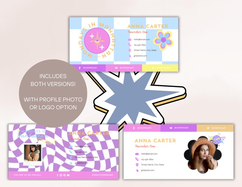 Editable Email Signature Canva Template Retro Pastel Design for Gmail ...