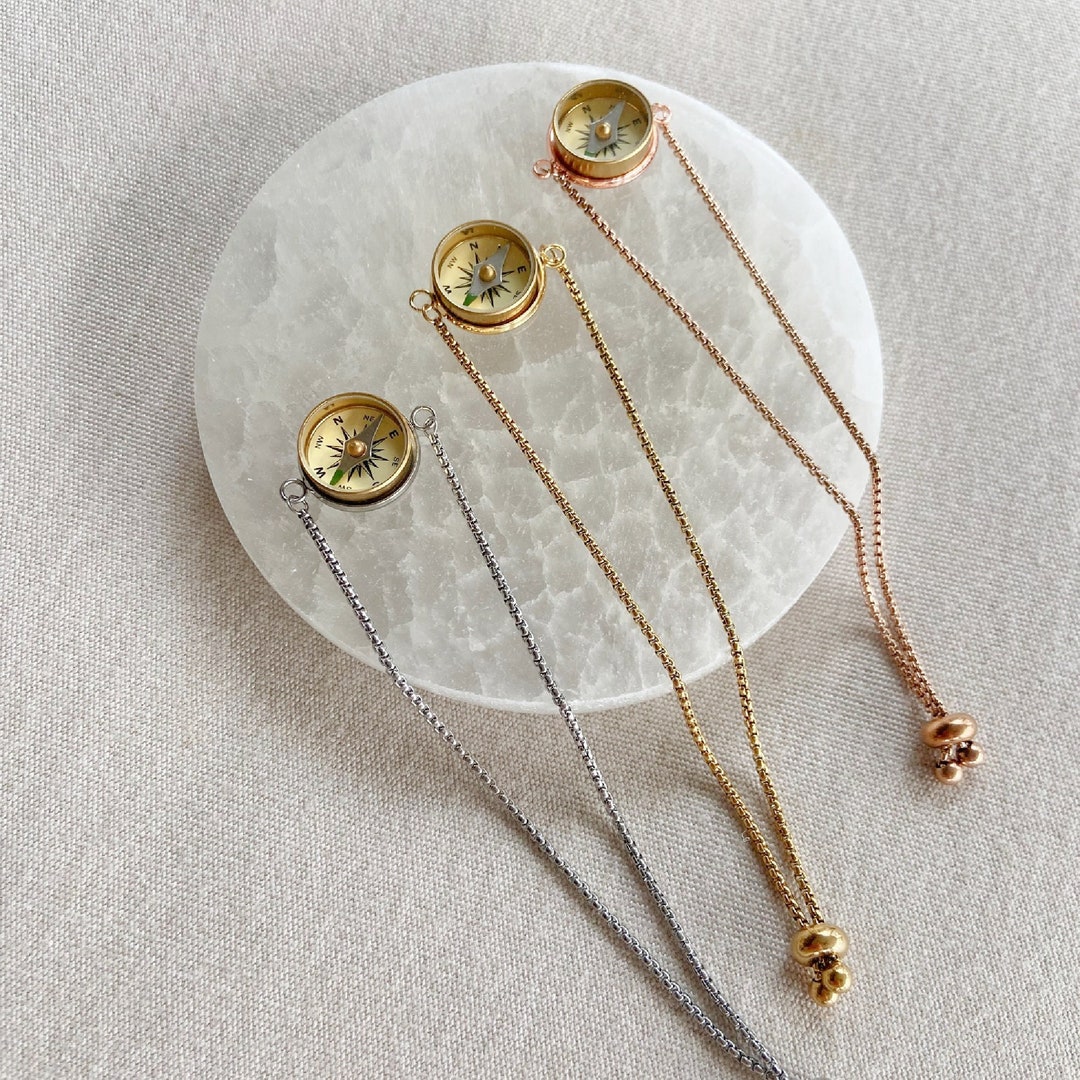 Working Compass Bracelet: Gold, Silver, and Rose Gold Finish, Dainty ...