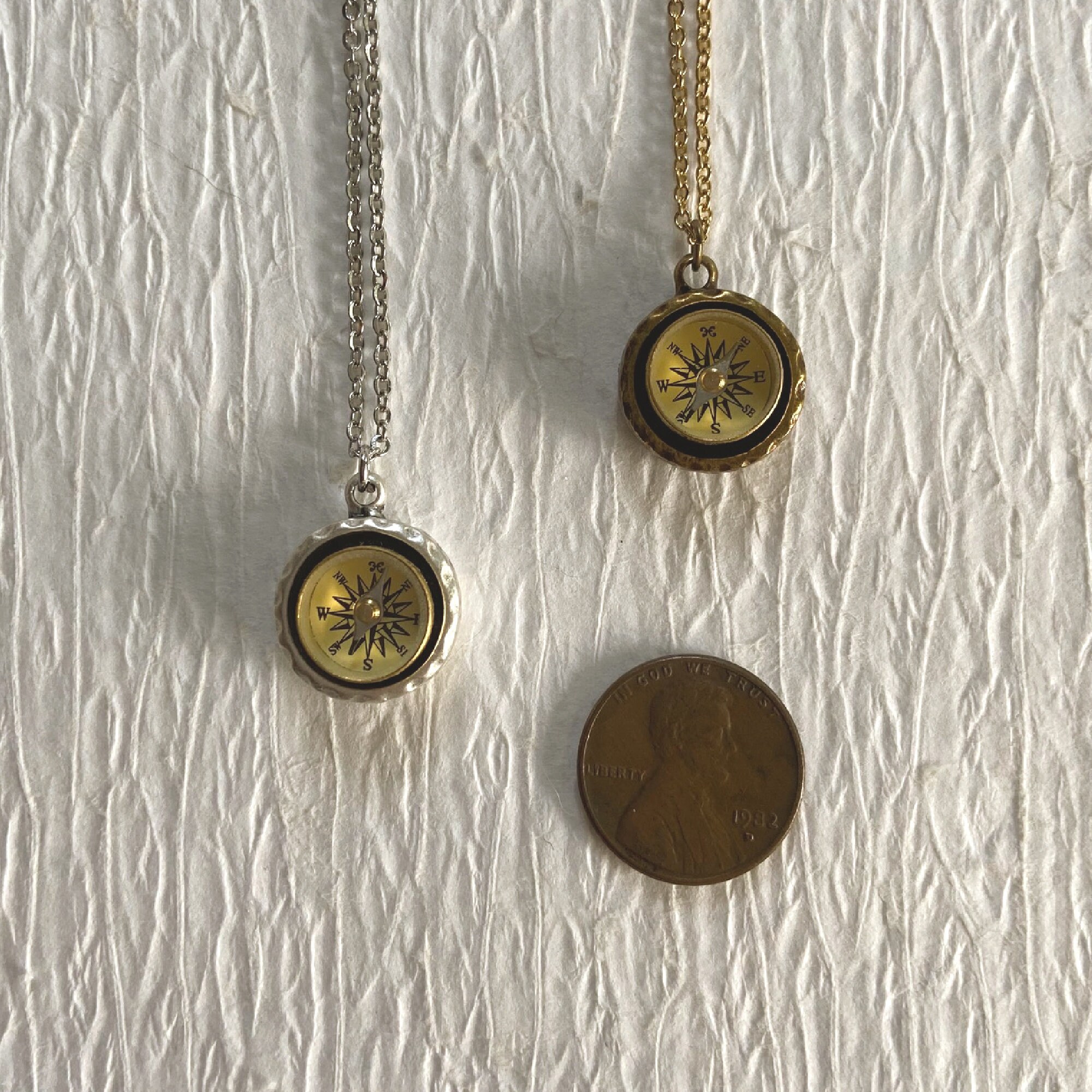 Custom Engraved Small Working Compass Necklace, Antique Gold or Silver ...