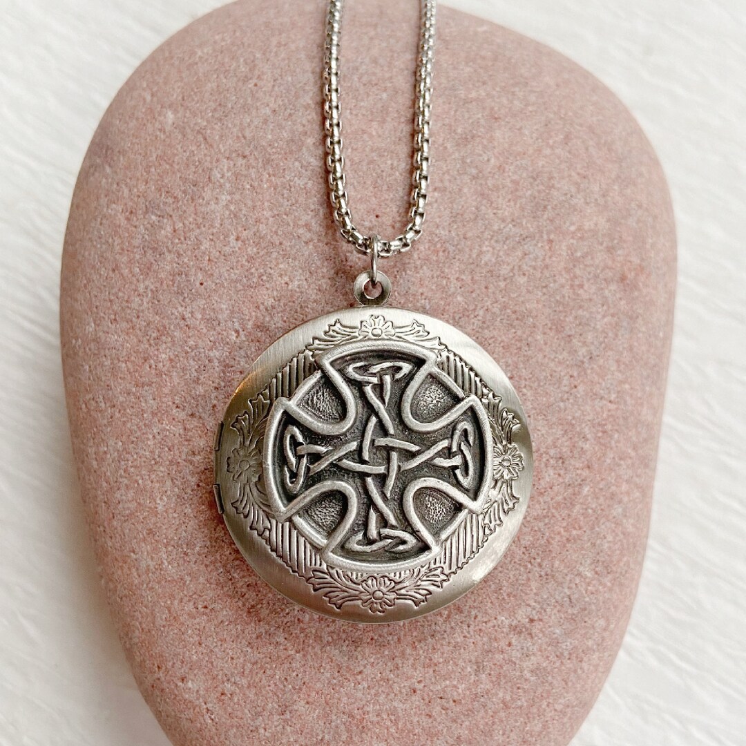 Silver Celtic Knot Locket Necklace, Locket With Photos, Irish Picture ...