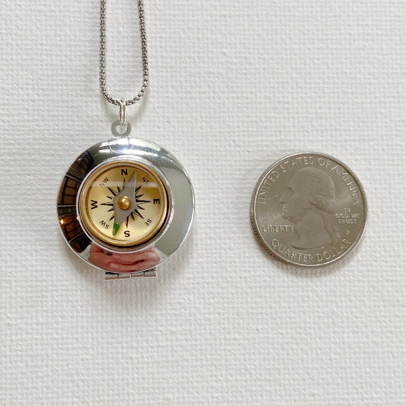 Silver Working Compass Locket With Photos, Personalized Photo Gift - Etsy