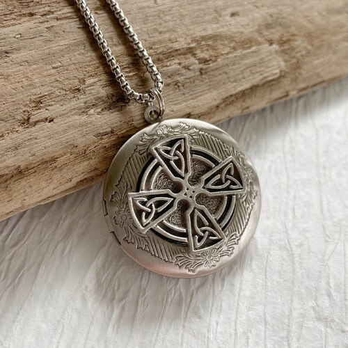 Silver Celtic Knot Locket Necklace Locket With Photos Irish | Etsy
