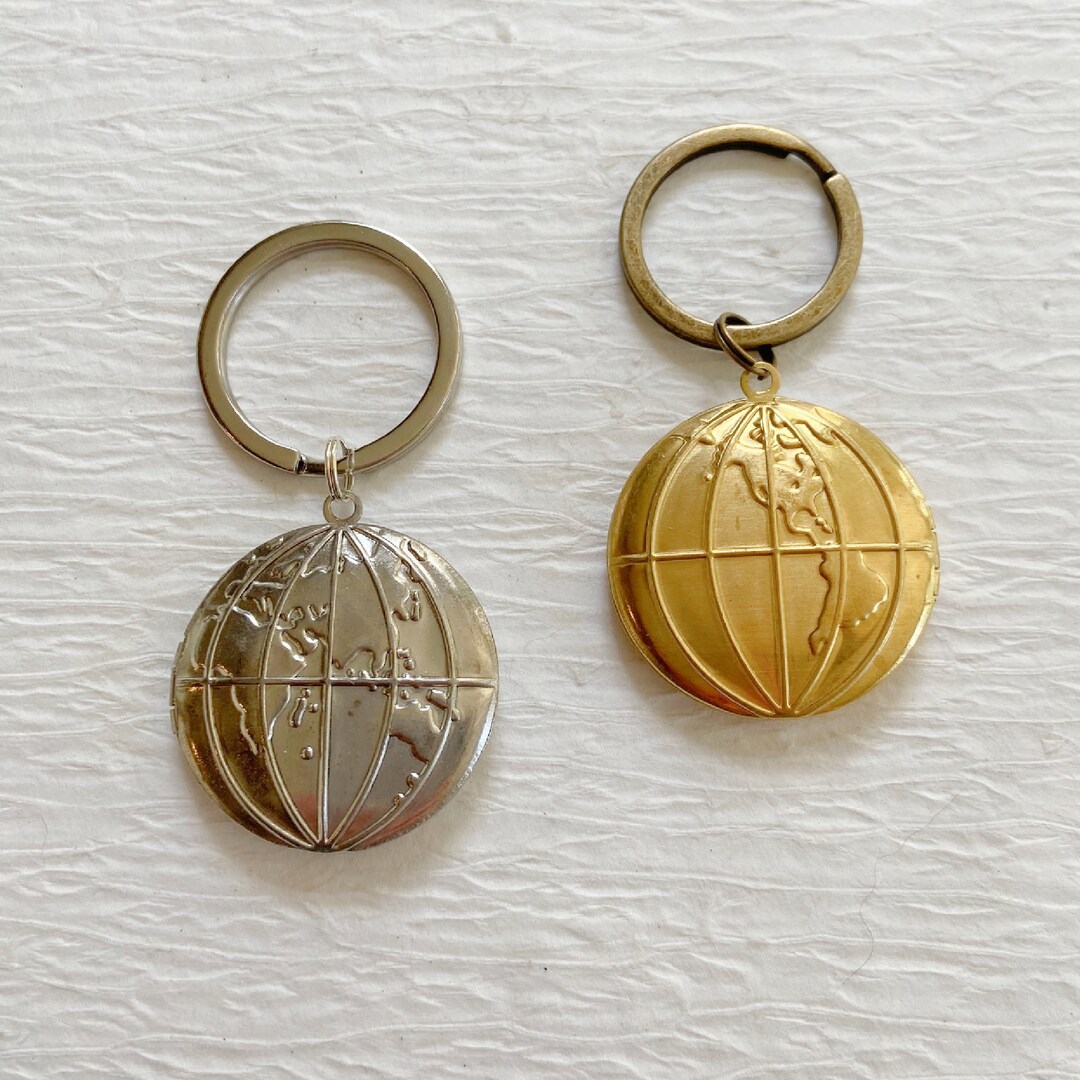 Earth Locket Keychain With Pictures, Two Hemispheres Earth Locket ...