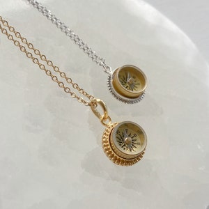 Tiny Sterling Silver Working Compass Necklace With Engraving ...