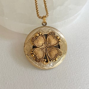 Four Leaf Clover Locket Necklace With Photos, Silver or Gold, Custom ...