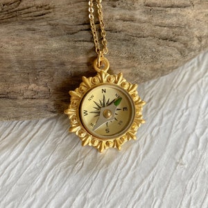 Personalized Gold Compass Necklace, Working Compass Jewelry, Functional ...