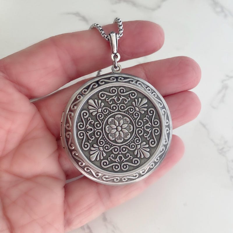 Large Silver Locket - Etsy