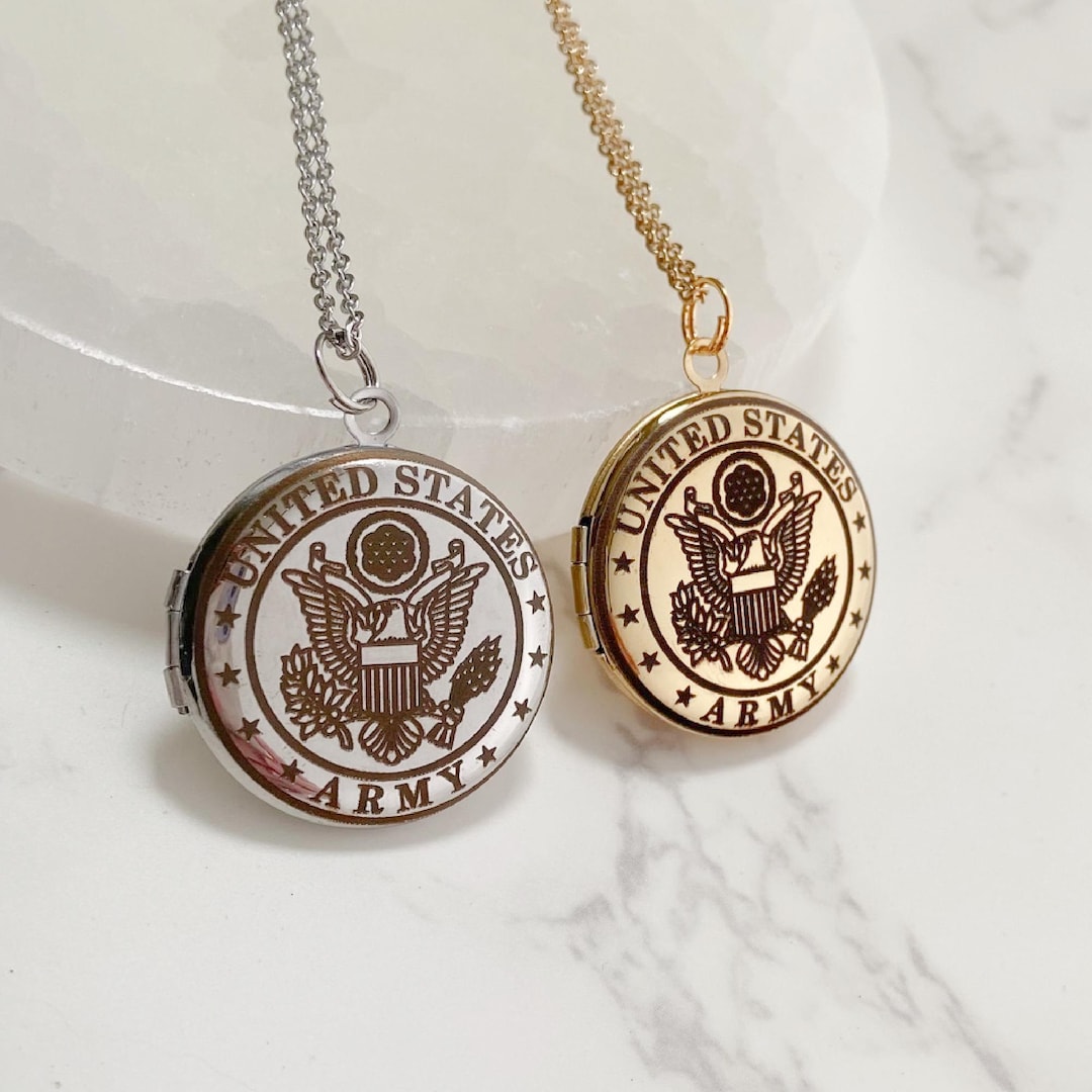 United States Army Locket Necklace With Photos - Gold, Silver, Rose ...